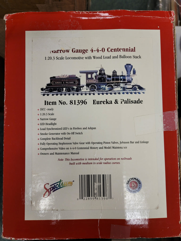 G Scale Bachmann Spectrum 4-4-0 | Eureka and Palisade – Lark Spur Line